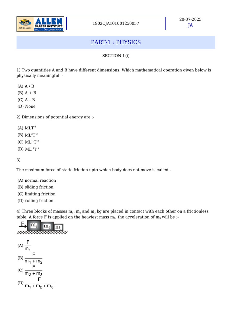 Solution | PDF | Force | Tension (Physics)