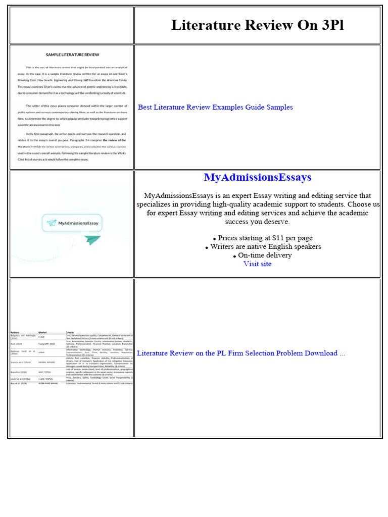 Literature Review On 3pl | PDF | Essays | Academic Publishing