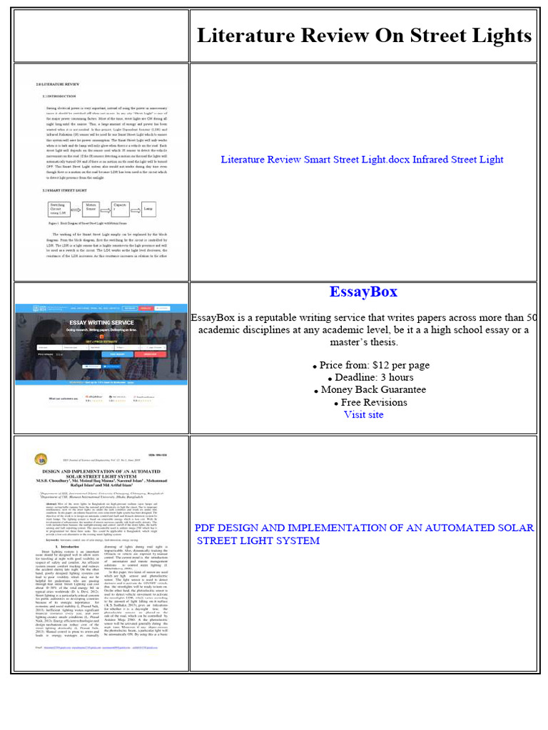 Literature Review On Street Lights | PDF | Street Light | Lighting