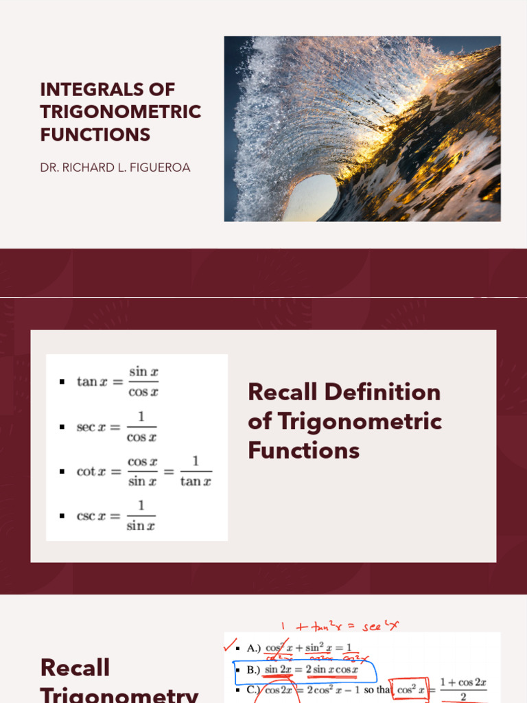4 Integrals of Trigonometric Functions 1AE 101 | PDF