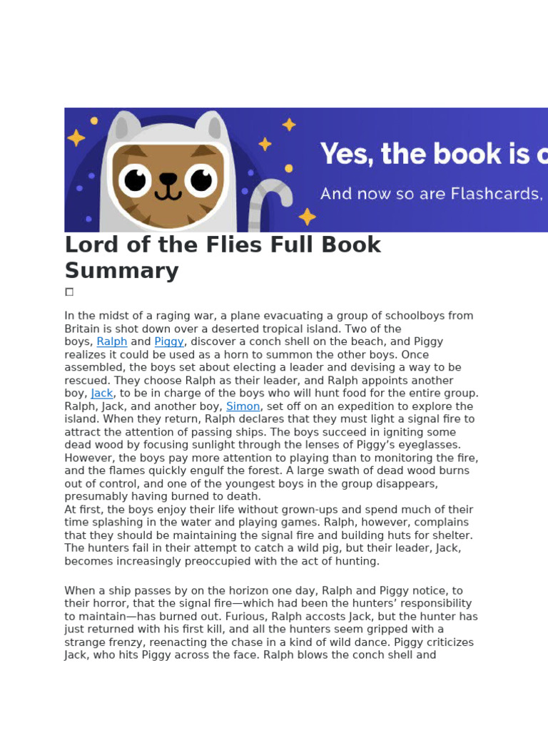 Lord Of The Flies Summary Pdf