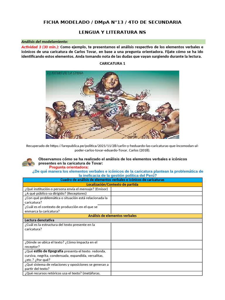 FICHA MODELAMIENTO DMpA 13 - LyL - Unidad 3 | PDF | Estereotipos