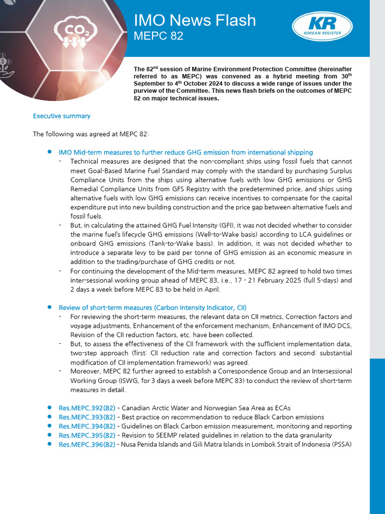 IMO News Flash (E) MEPC 82 | PDF | Emission Intensity | Life Cycle Assessment