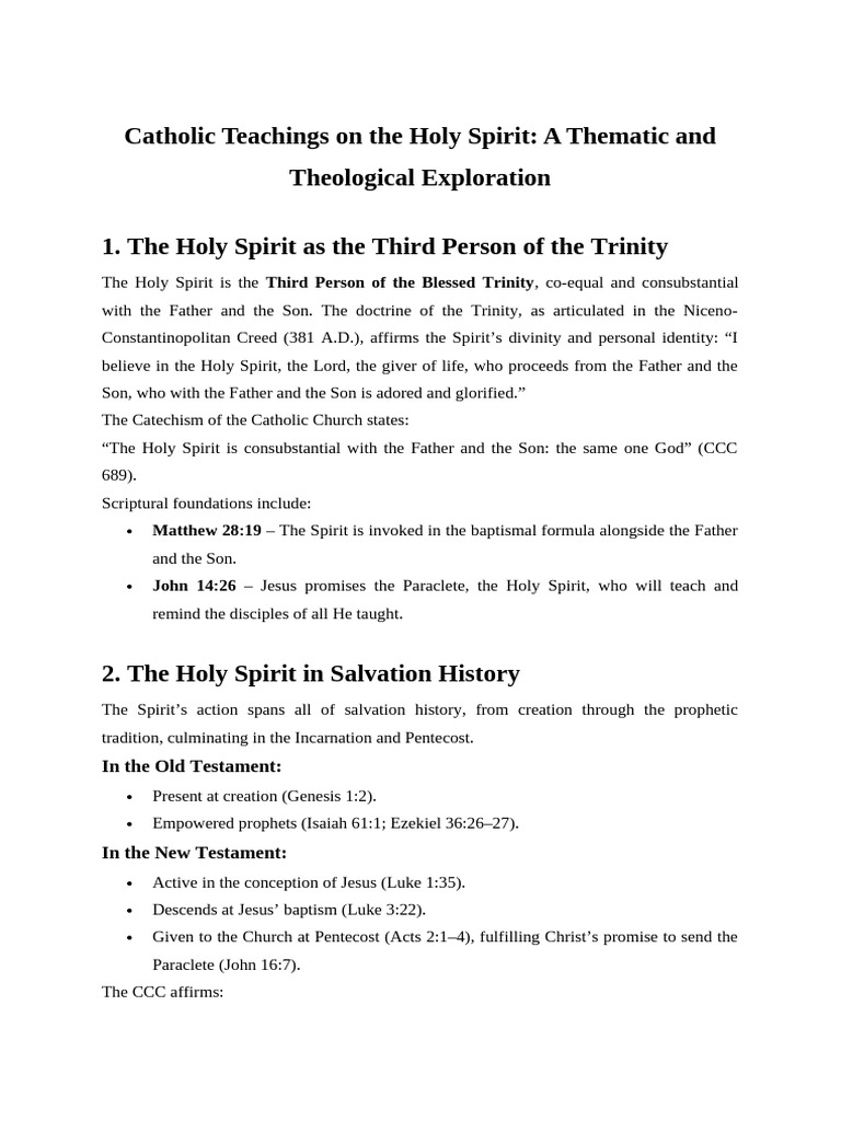 Catholic Teachings On The Holy Spirit | PDF | God The Father | Trinity