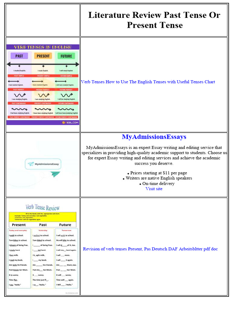 Literature Review Past Tense or Present Tense | PDF | Grammatical Tense ...