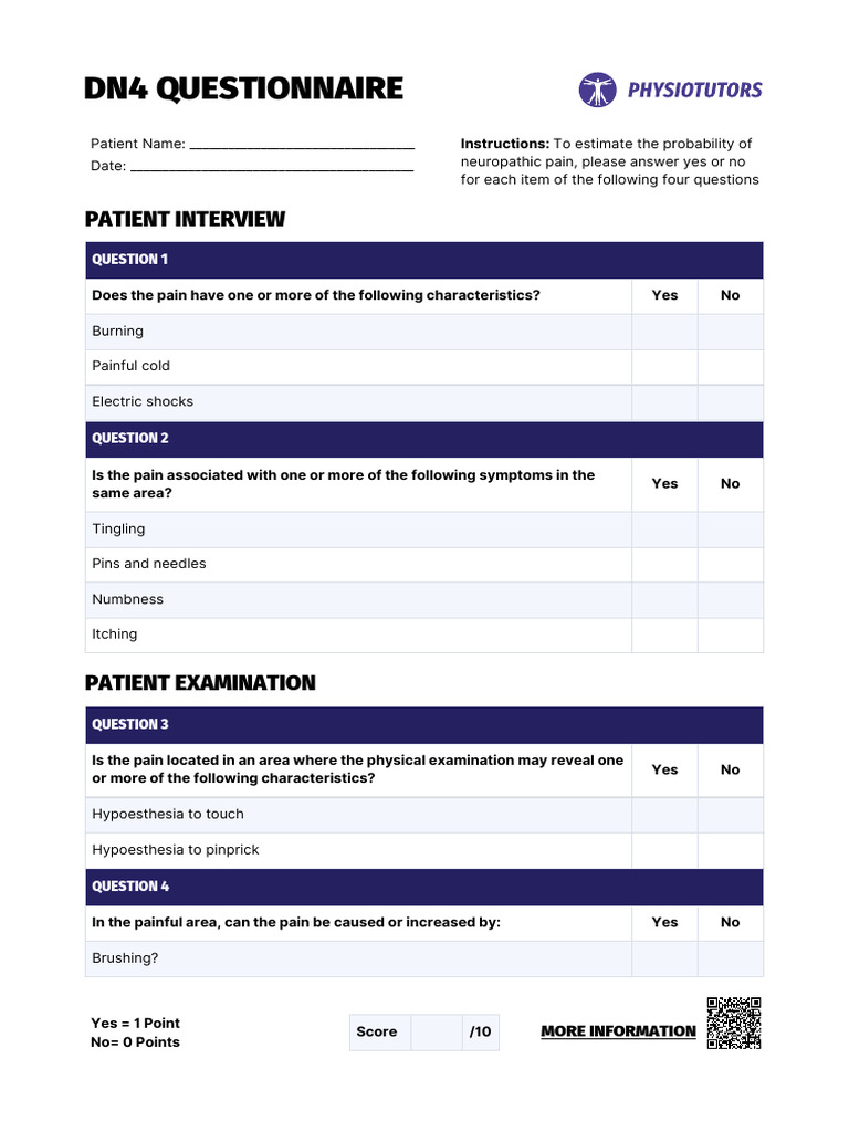 DN4 Questionnaire | PDF
