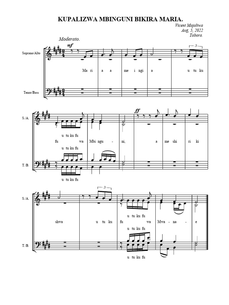 Kupalizwa Mbinguni: Bikira Maria | PDF | Singing | Vocal Music
