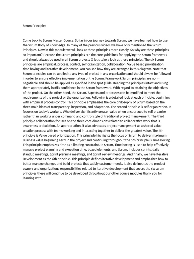 Scrum Principles | PDF | Scrum (Software Development) | Project Management