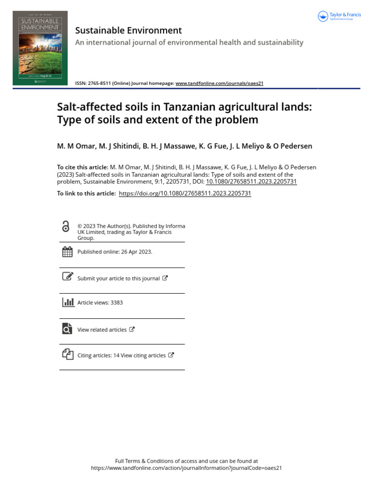 Salt-Affected Soils in Tanzania: Overview | PDF | Soil | Sodium