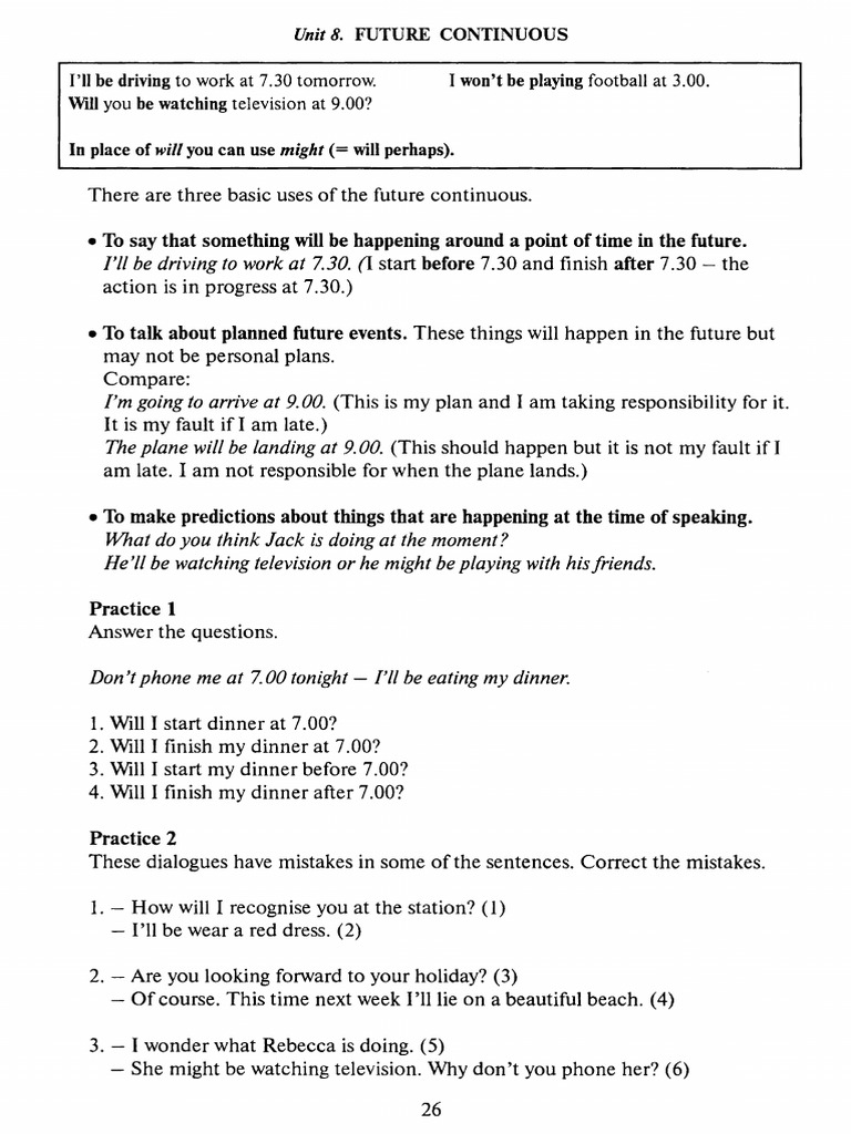 8 Essential English. Future Continuous-20-21 | PDF