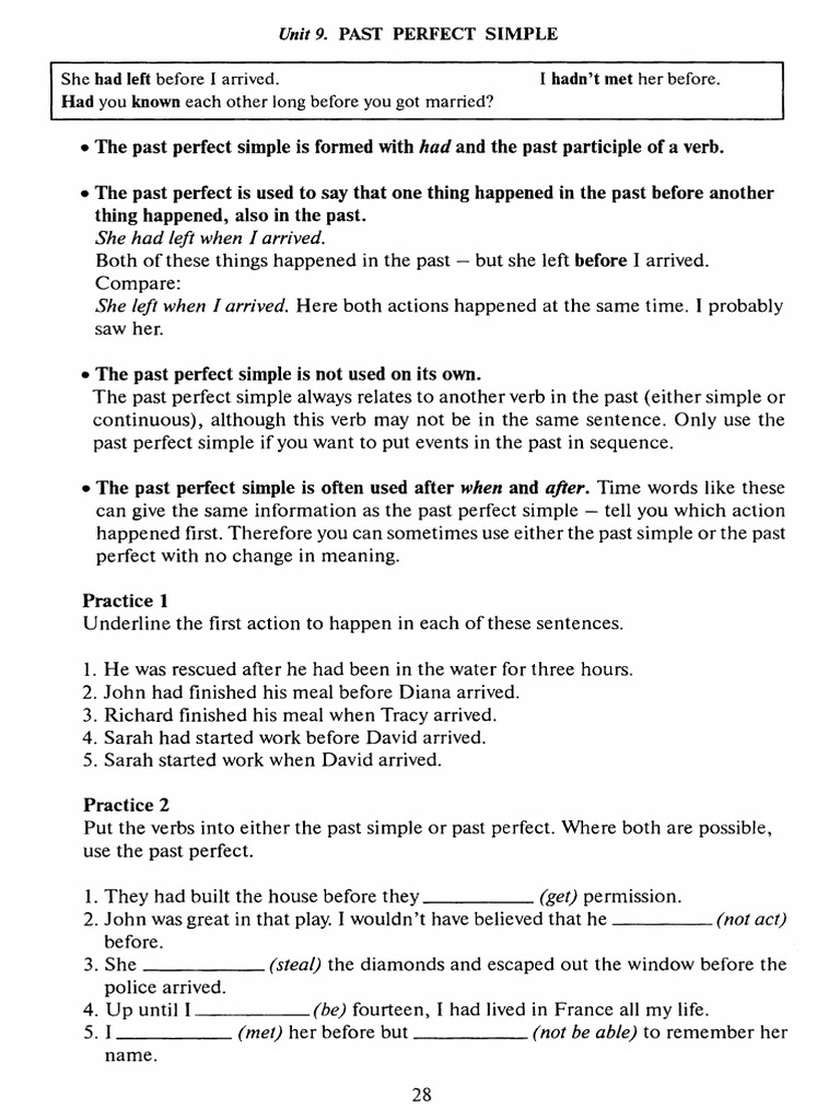 9 Essential English - Past Perfect Simple-22-23 | PDF