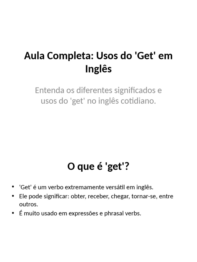 Usos do Verbo 'Get' em Inglês | PDF