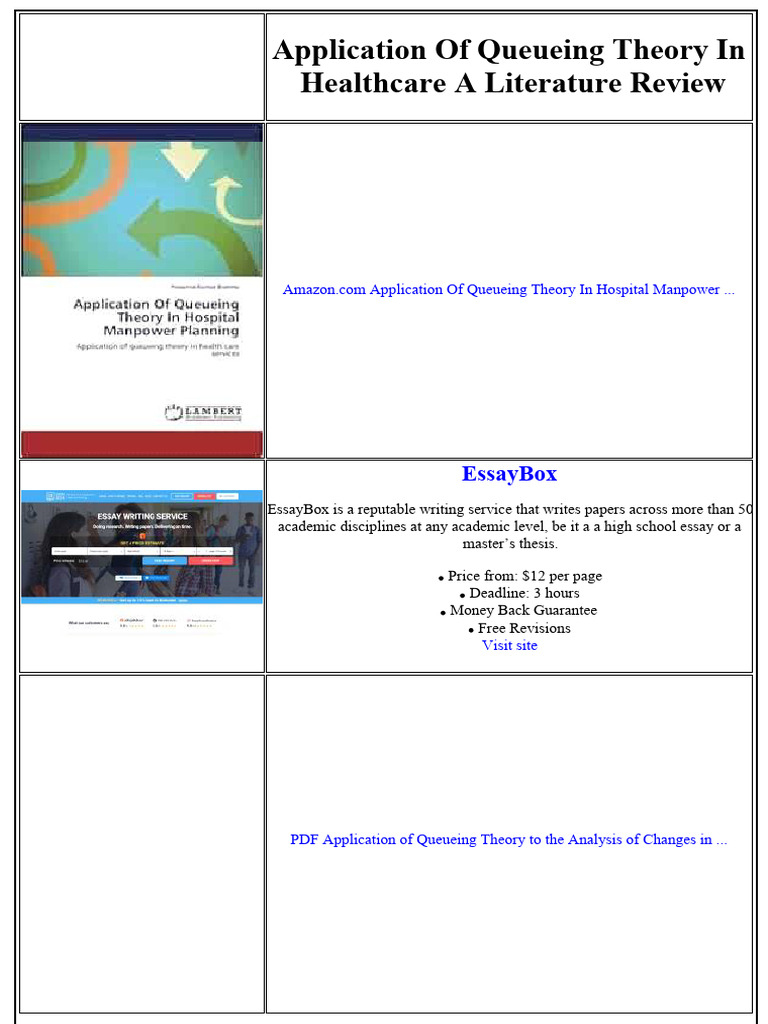 Application of Queueing Theory in Healthcare A Literature Review | PDF | Simulation