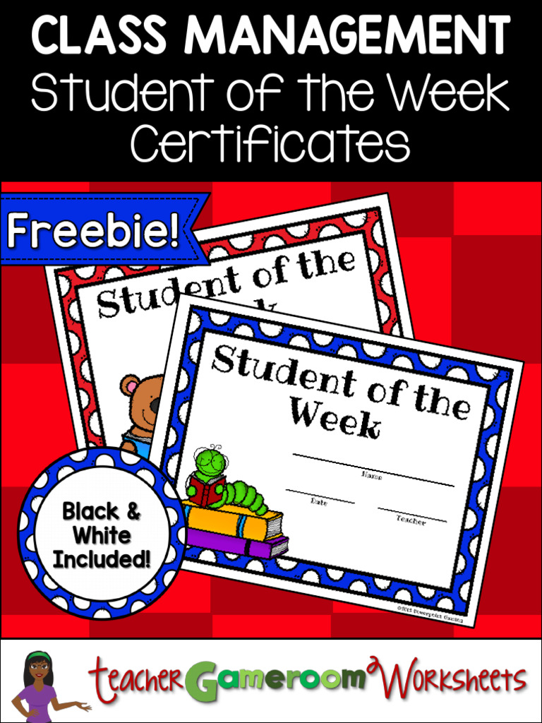 Student of The Week Certificates: Black & White Included! | PDF