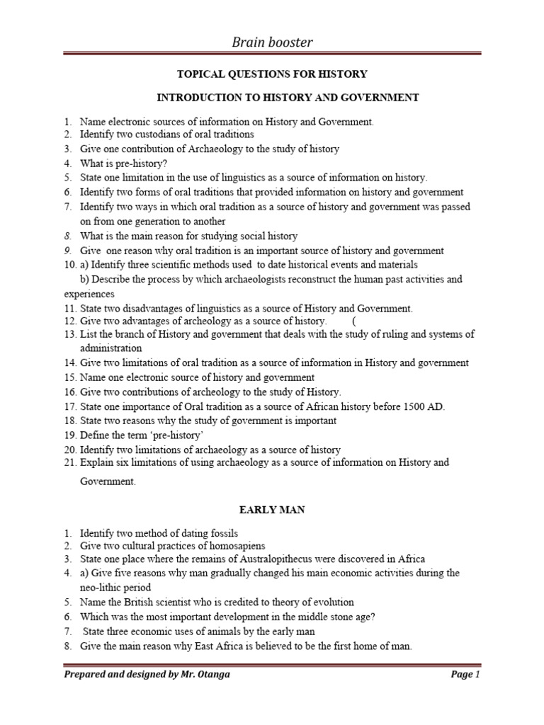 History Questions and Answers for Kenya | PDF | Kenya | Stone Age