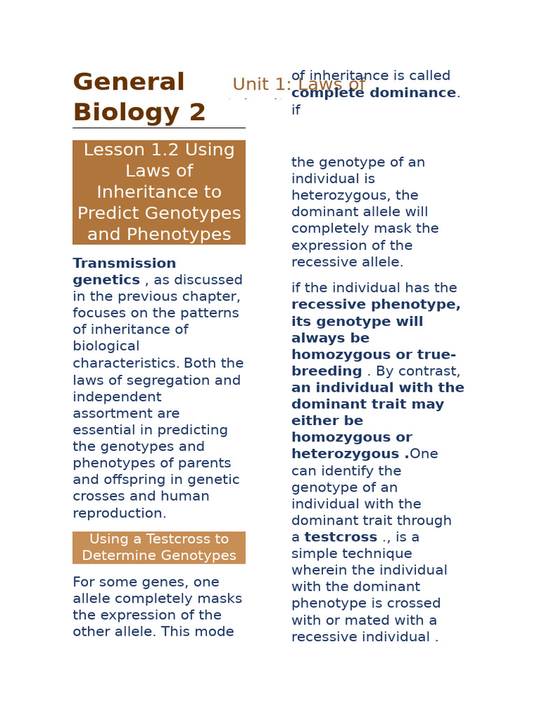 Predicting Genotypes and Phenotypes | PDF | Dominance (Genetics) | Genotype