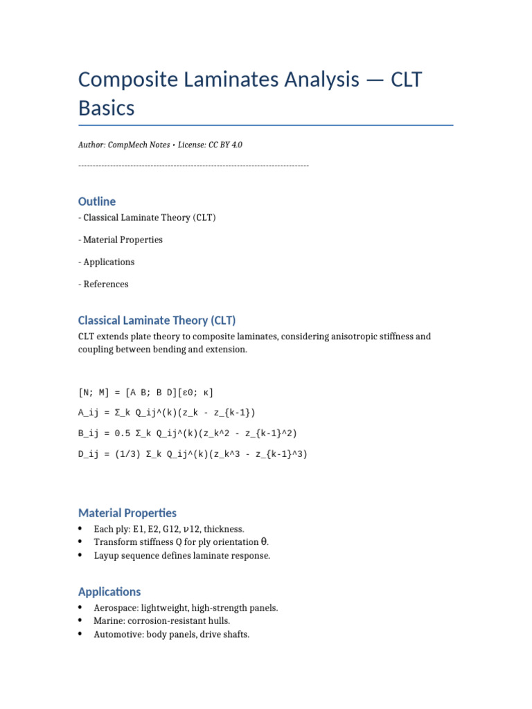 Composite Laminates: CLT Overview | PDF