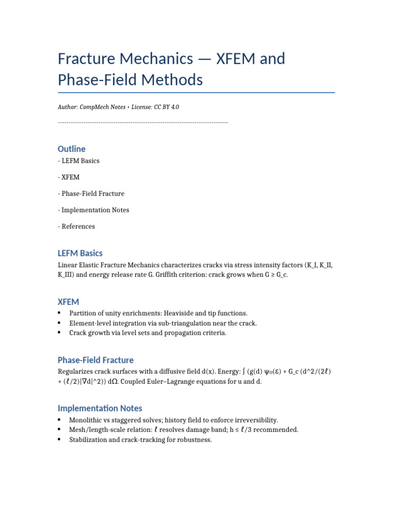 XFEM and Phase-Field Fracture Mechanics | PDF