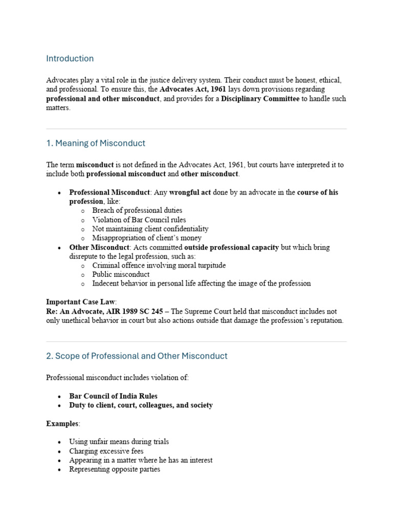 Professional Misconduct in Advocacy | PDF | Professional Ethics | Advocate