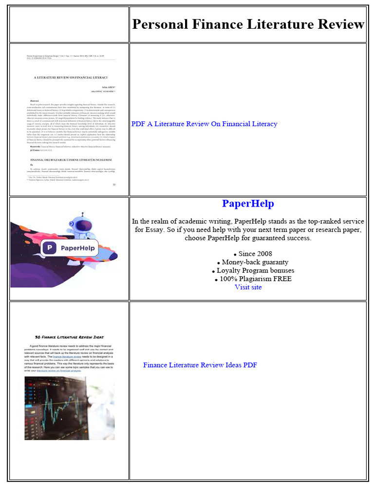 Personal Finance Literature Review | PDF | Investing | Balance Sheet