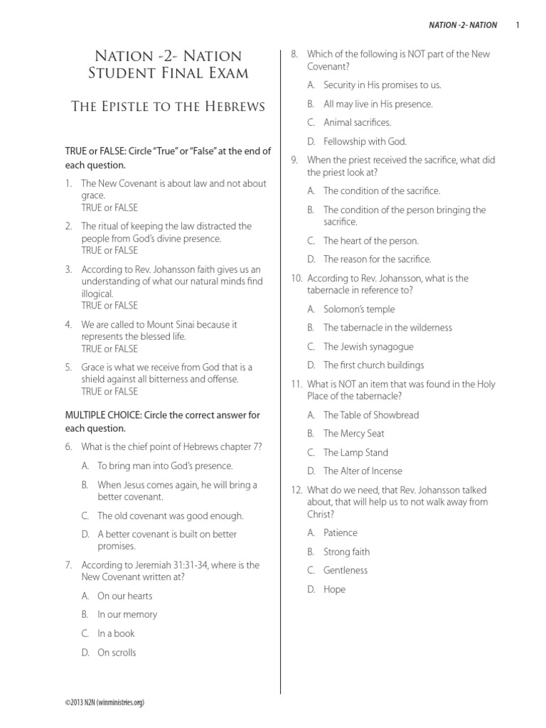 Hebrews and Old Testament Exam Questions | PDF | Daniel (Biblical ...