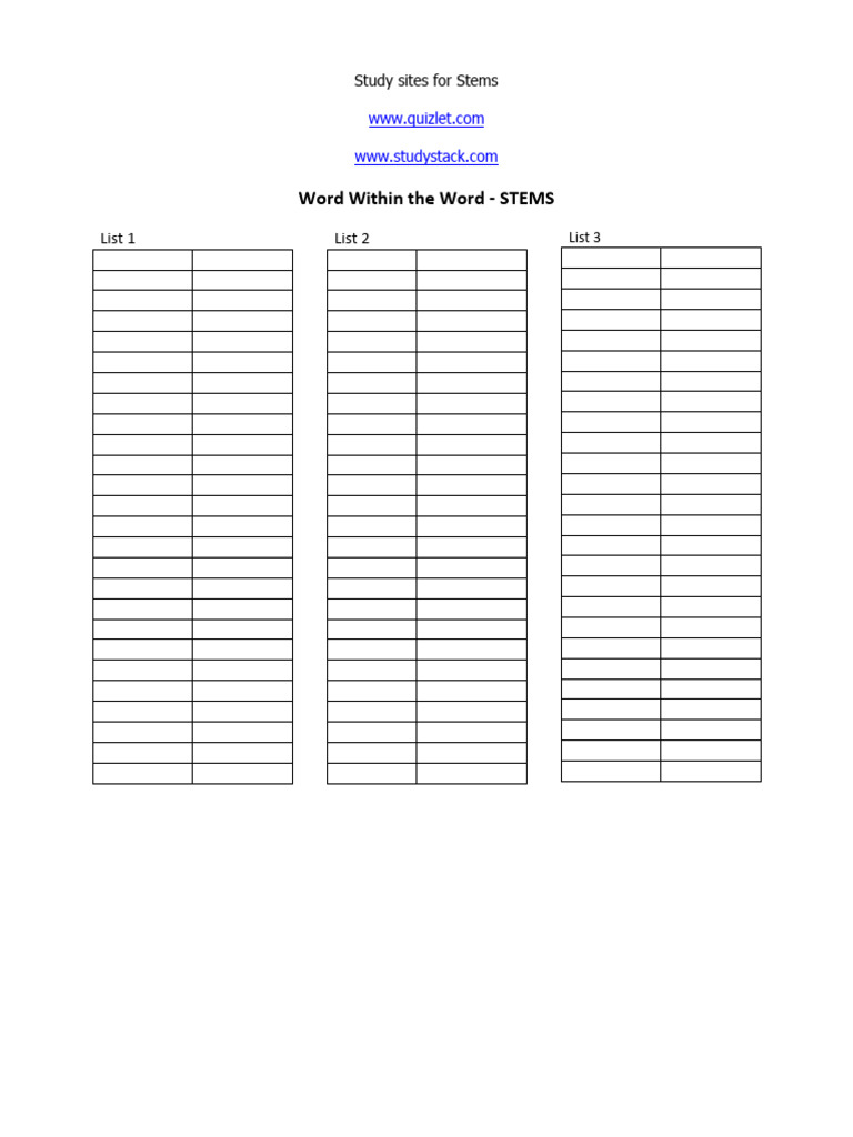 Word in A Word Stems | PDF