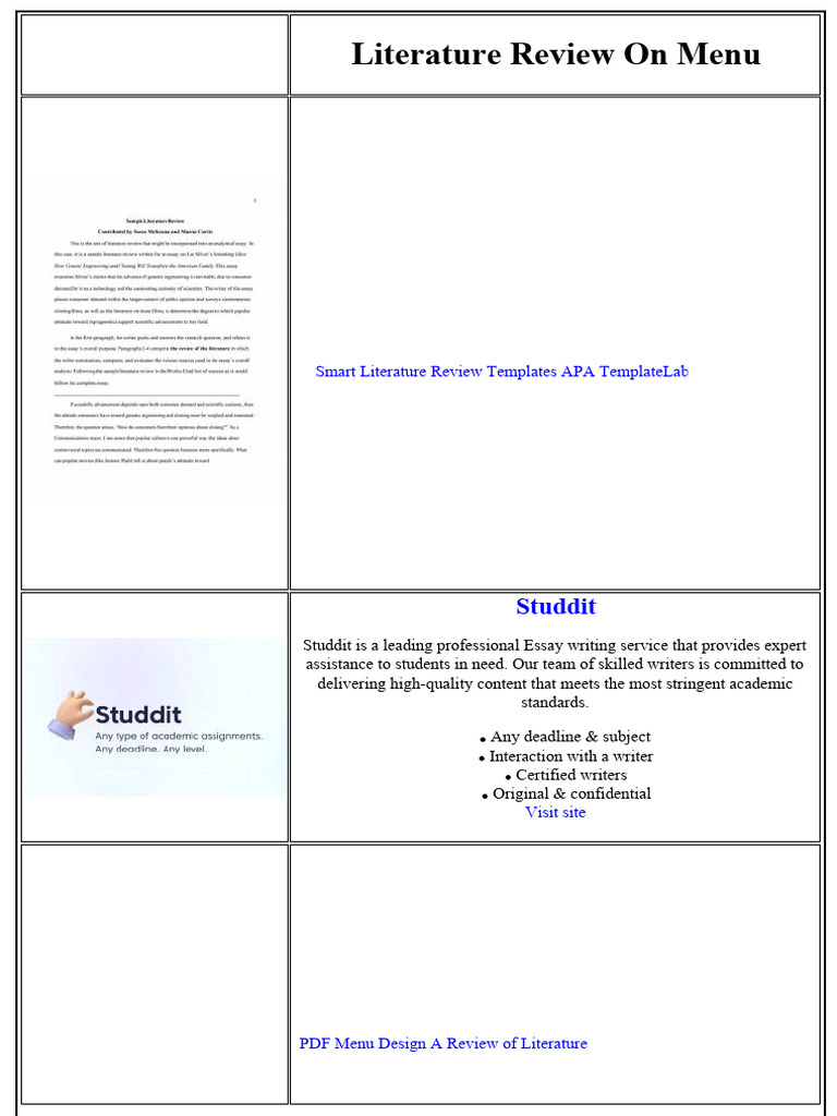 Literature Review On Menu | PDF | Spectroscopy | Menu