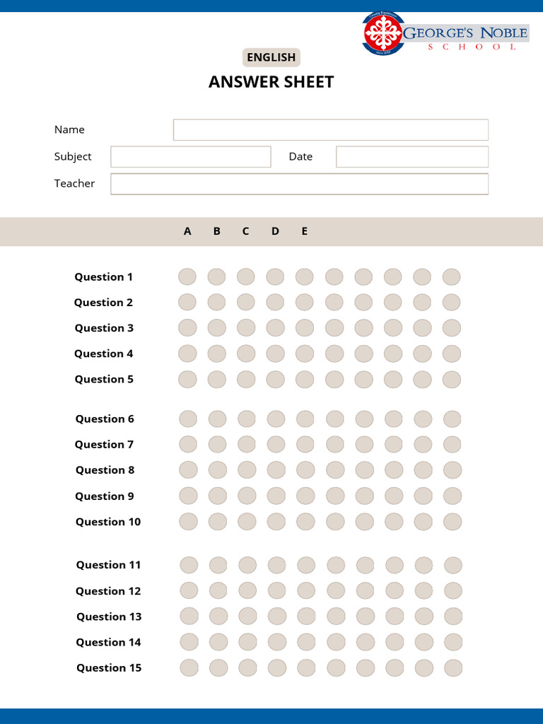 Answer Sheet 3rd | PDF