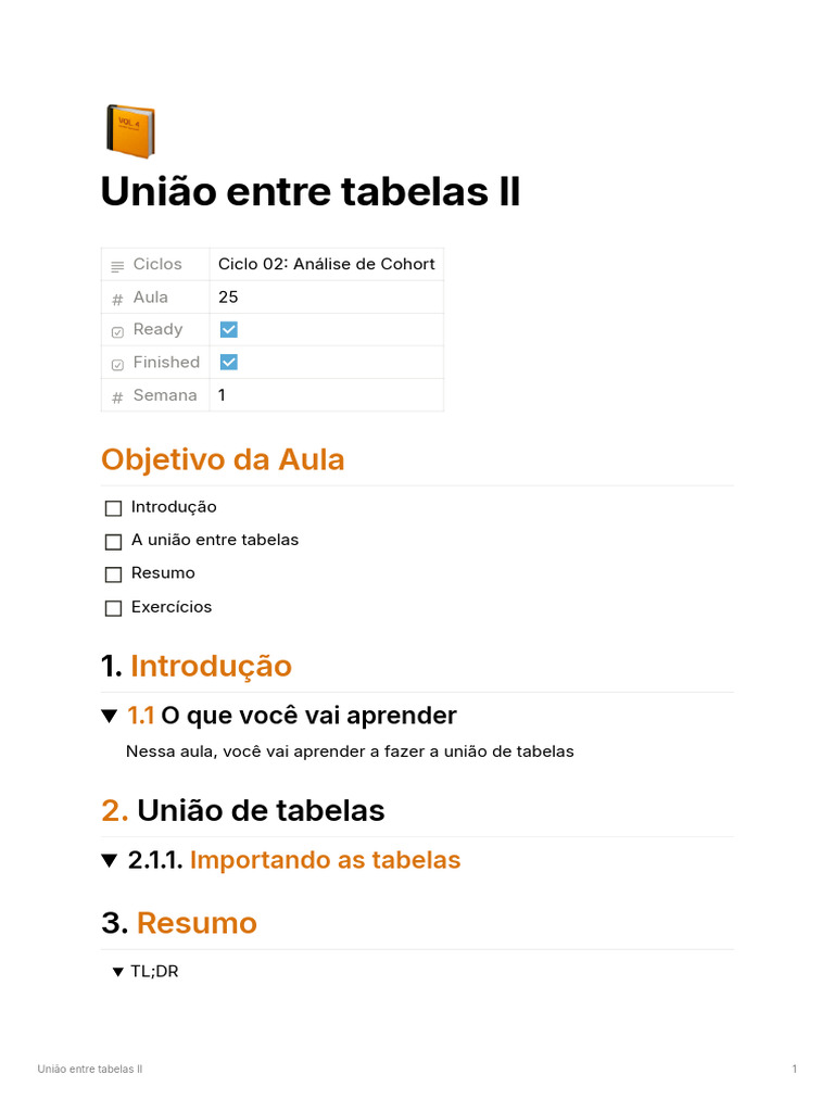 União de Tabelas: Aprenda na Aula II | PDF