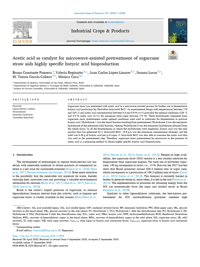 Acetic Acid As Catalyst For Microwave-Assisted Pretreatment of ...