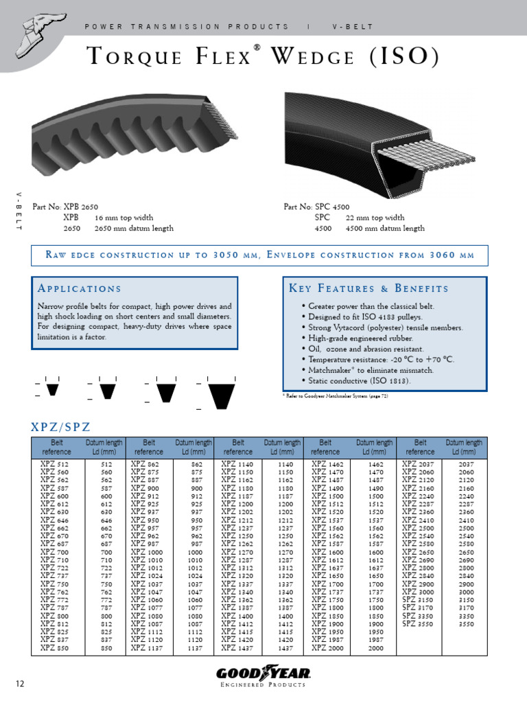 Goodyear Torque Flex Belt Catalog | PDF