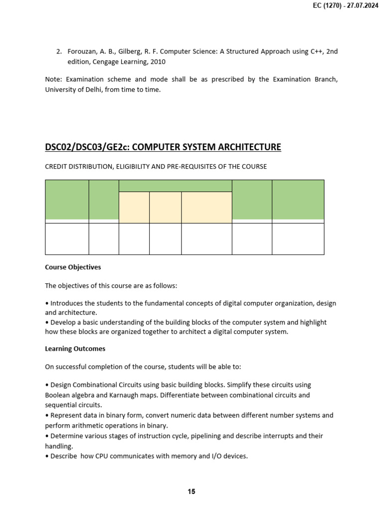 (H) Computer System Architecture Syllabus Draft | PDF | Central Processing Unit | Digital Technology