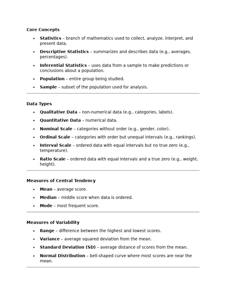 Key Concepts in Psychological Statistics | PDF | Statistics | Level Of ...