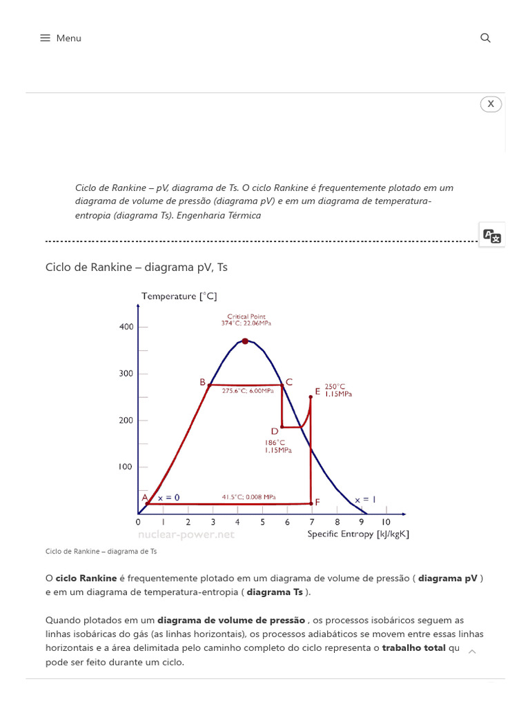 Diagrama pV do Ciclo Rankine | PDF | Termodinâmica | Engenharia Mecânica