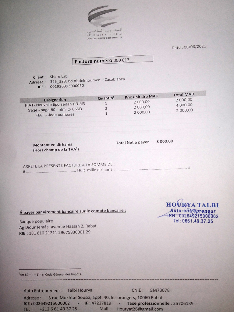 Facture 000013 Share Lab | PDF