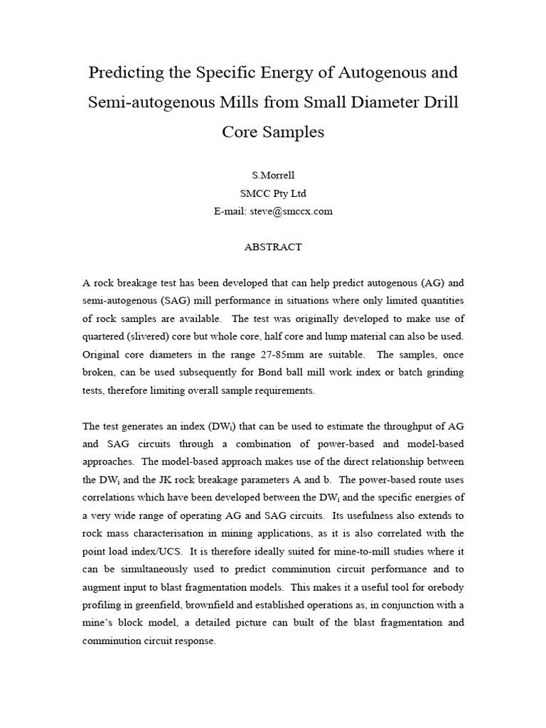 Predicting Energy for Autogenous Mills | PDF | Mill (Grinding)