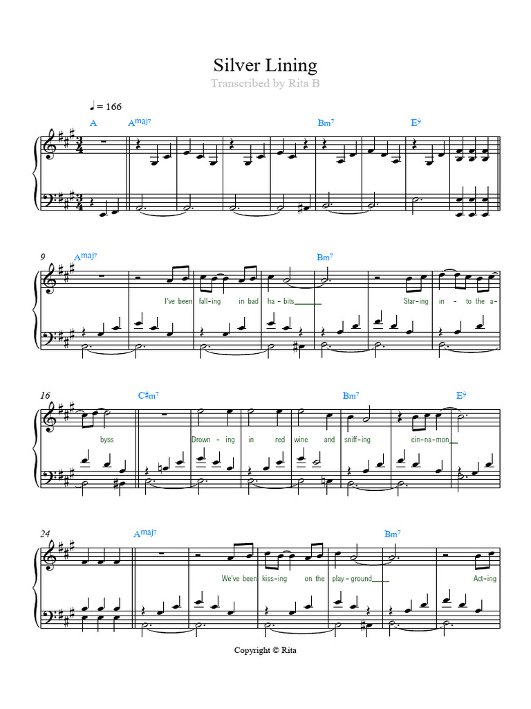 Silver Lining Sheet Music and Chords | PDF