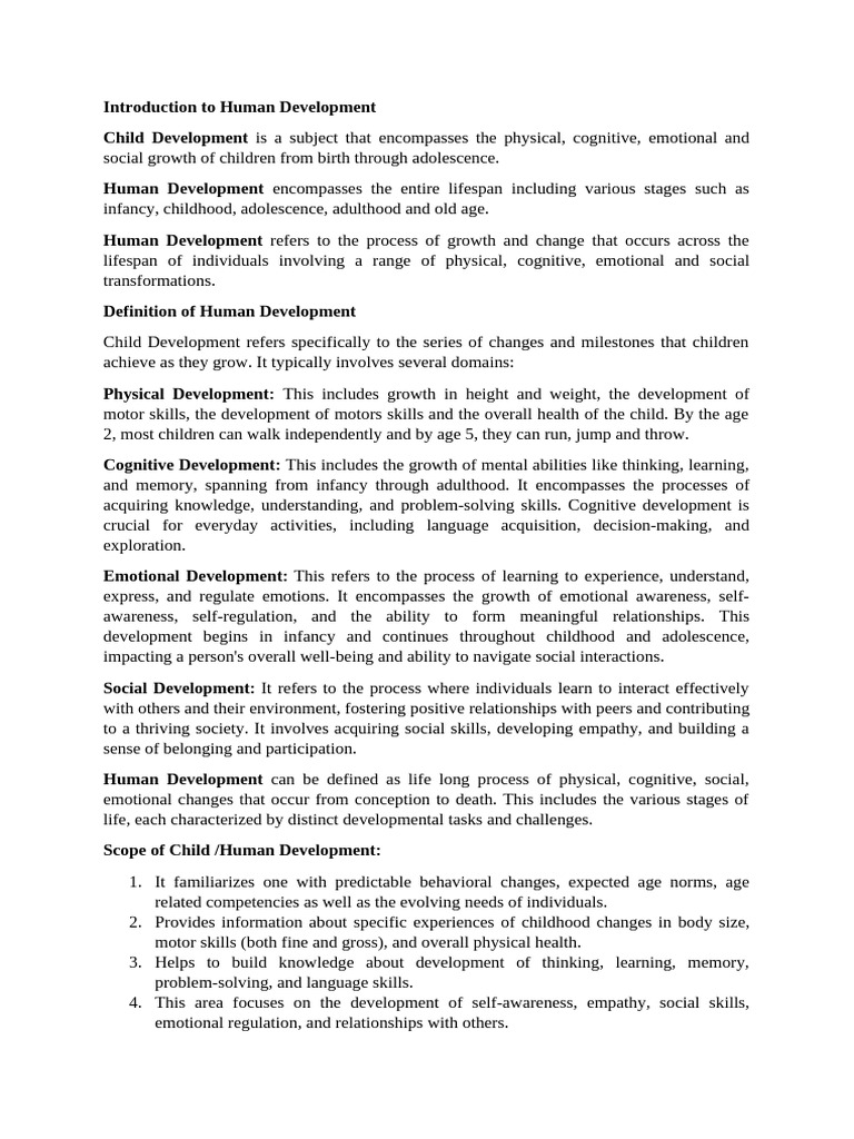 Introduction To Human Development | PDF | Developmental Psychology ...