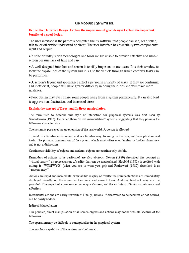 Uid Module 1 QB With Sol | PDF | Graphical User Interfaces | Icon ...