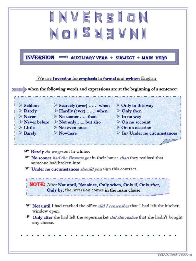 INVERSION A With KD FFFFFFFFFFFFFFFFFFFFFF | PDF | Linguistics | Syntax