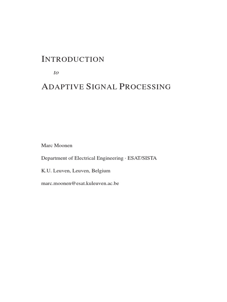 Introduction To Adaptive Signal Processing Moonen Proudler | PDF ...