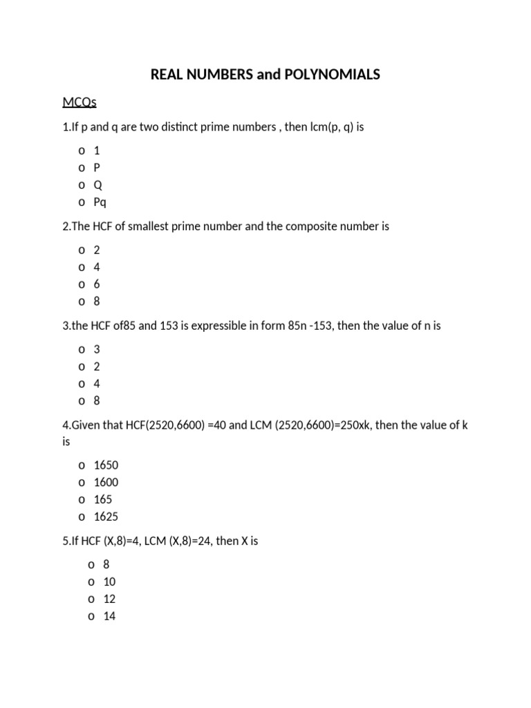 Real Numbers and Polynomials | PDF