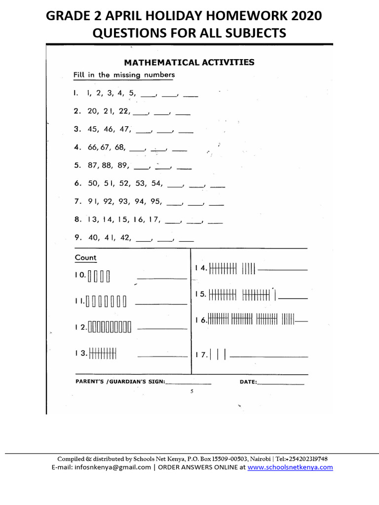 Grade 2 April Holiday Homework Questions 2020 | PDF | Learning Methods ...