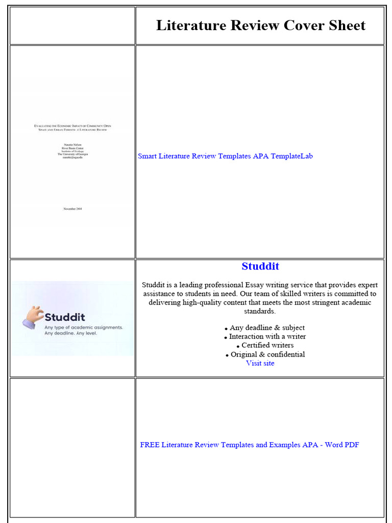 Literature Review Cover Sheet | PDF | Apa Style | Essays