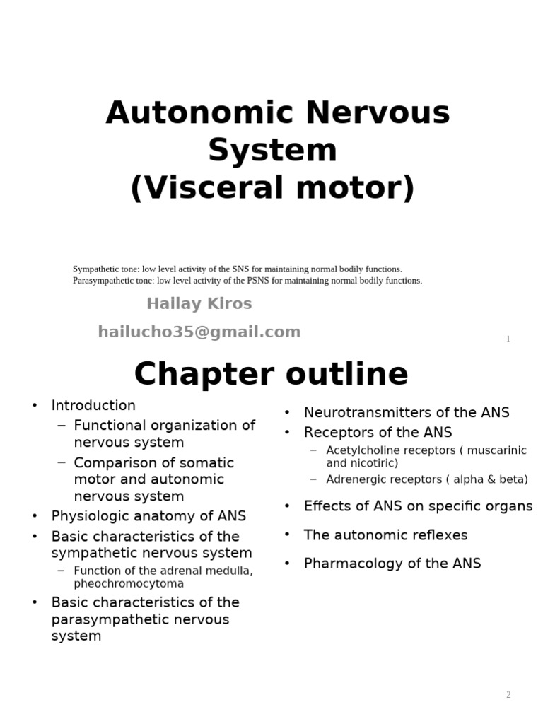 Lecture 10 - Autonomic nervous system - Physiology | PDF ...