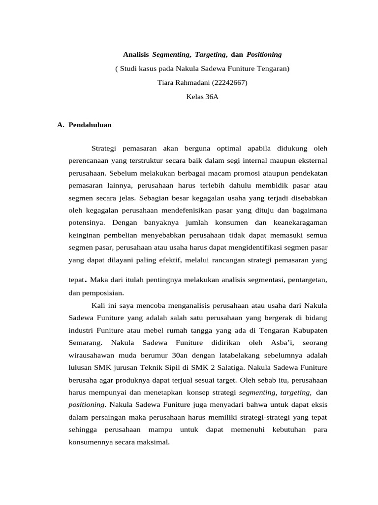 Tugas Analisis Segmenting, Targeting, Dan Posisi | PDF