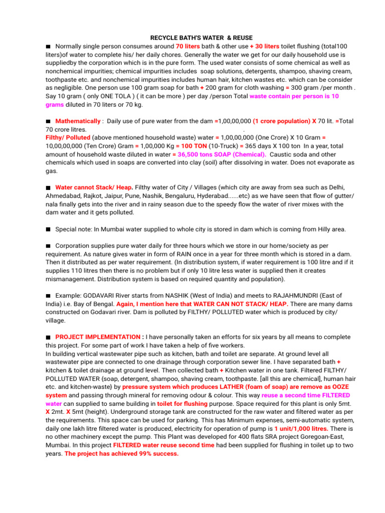 RBW PROJECT All PDF Merge | PDF | Water | Reclaimed Water