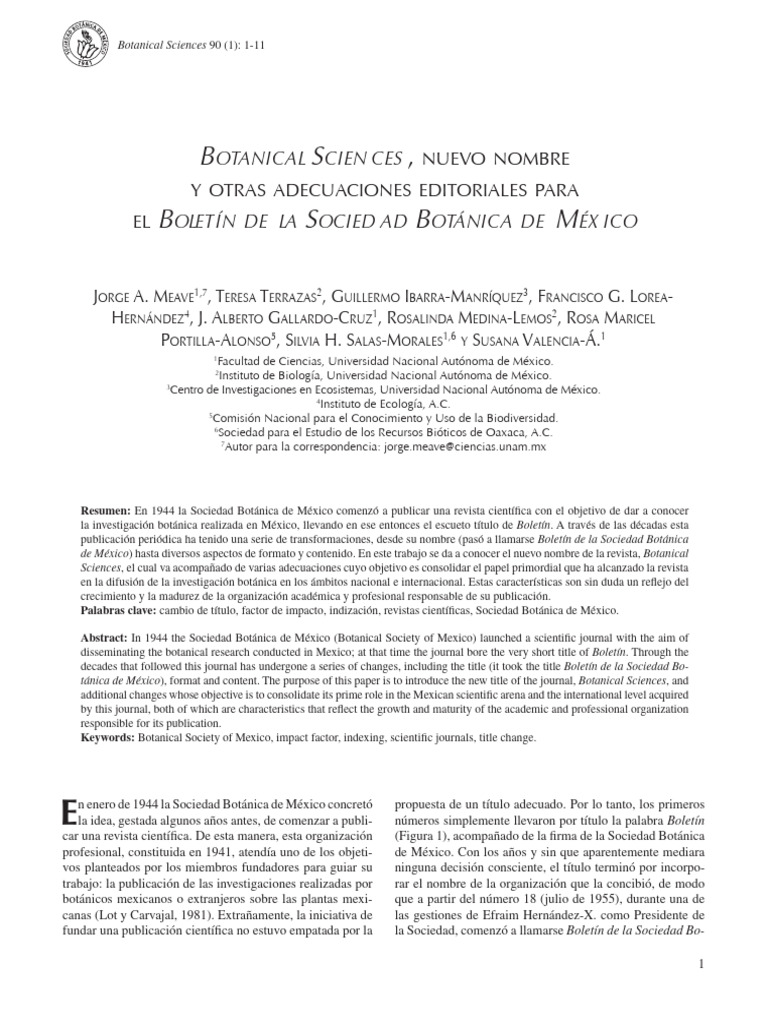 Evolución de la revista Botanical Sciences | PDF
