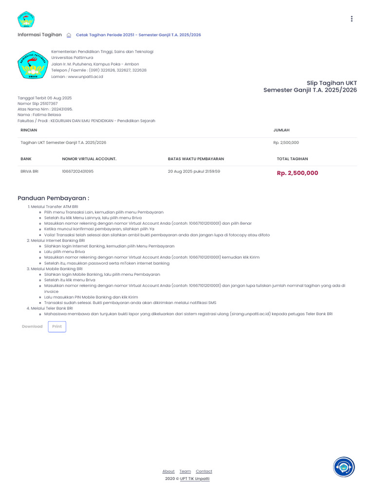 Slip Aji 2025 Ukt | PDF