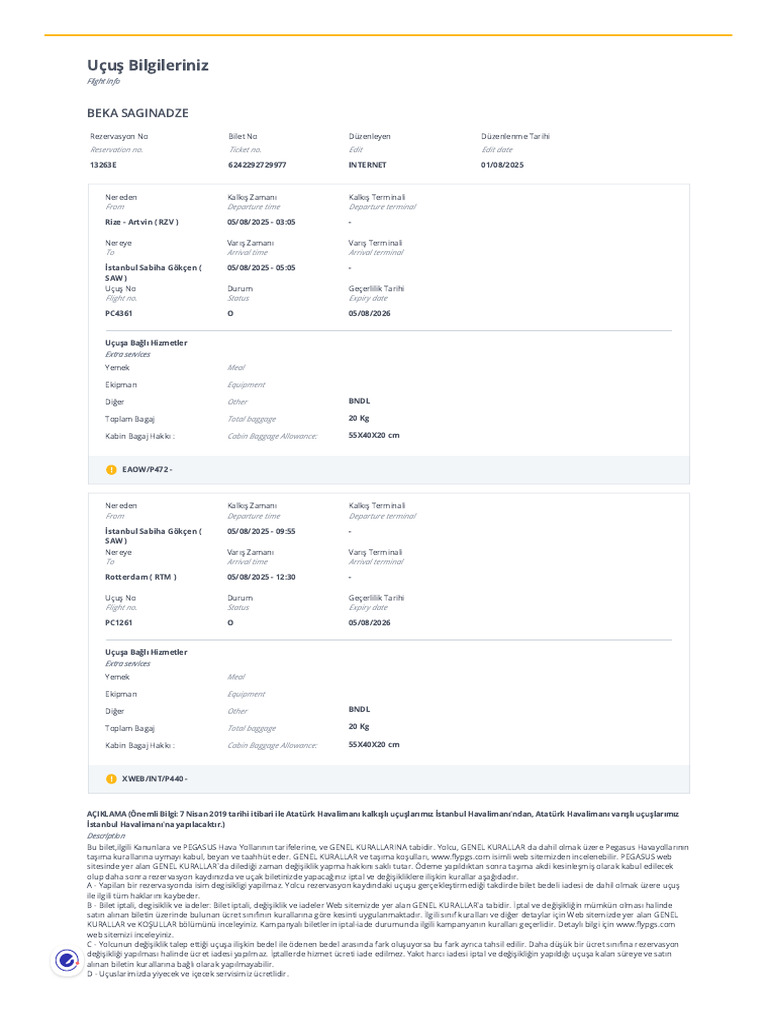 Pegasus Bilet | PDF